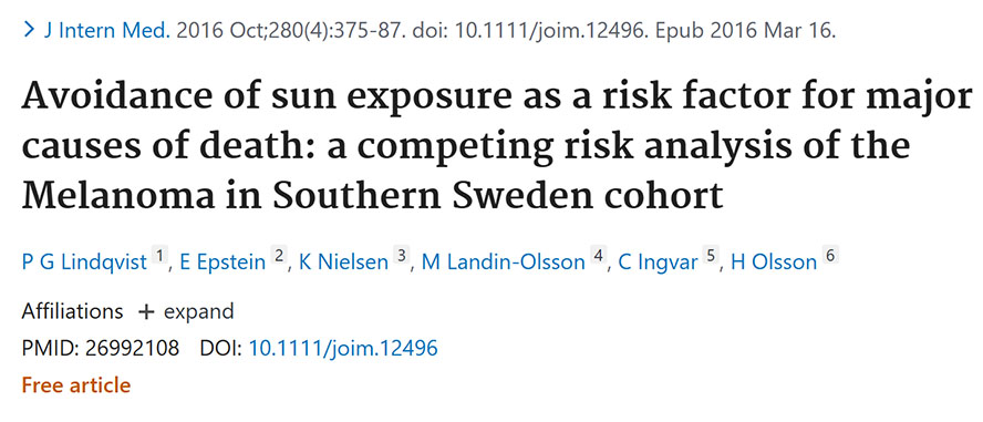 Study: Keeping Out of the Sun Can INCREASE Risk of Death | Principia ...